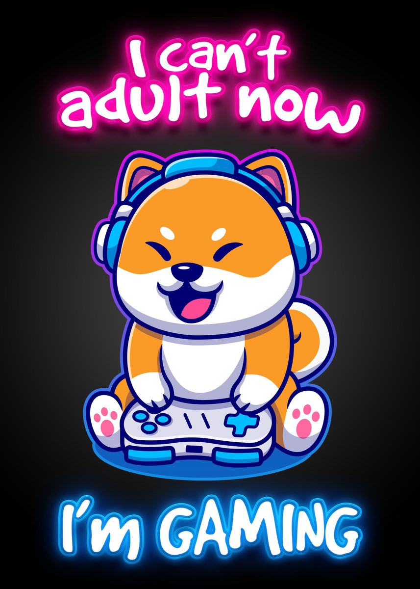 'Dog Gaming Neon Game' Poster by Love Animals | Displate