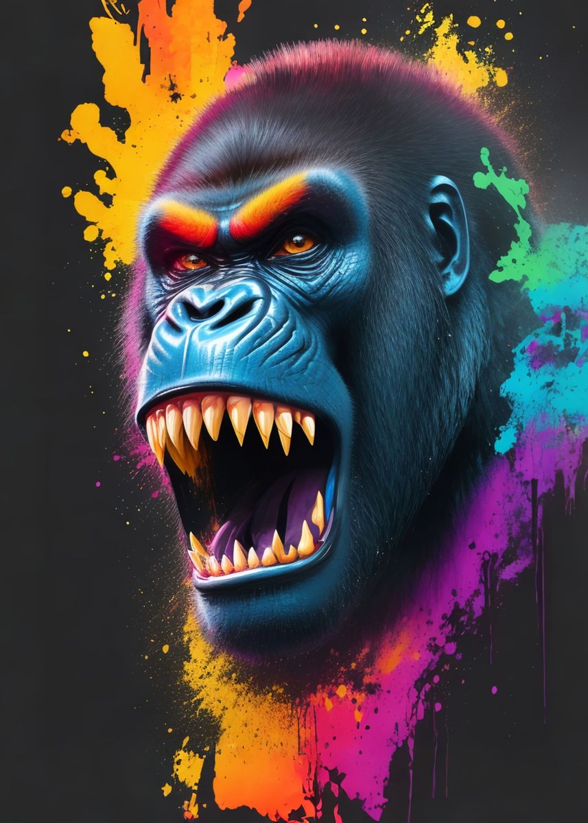 'Gorilla splash art' Poster, picture, metal print, paint by Ayen Khusna ...