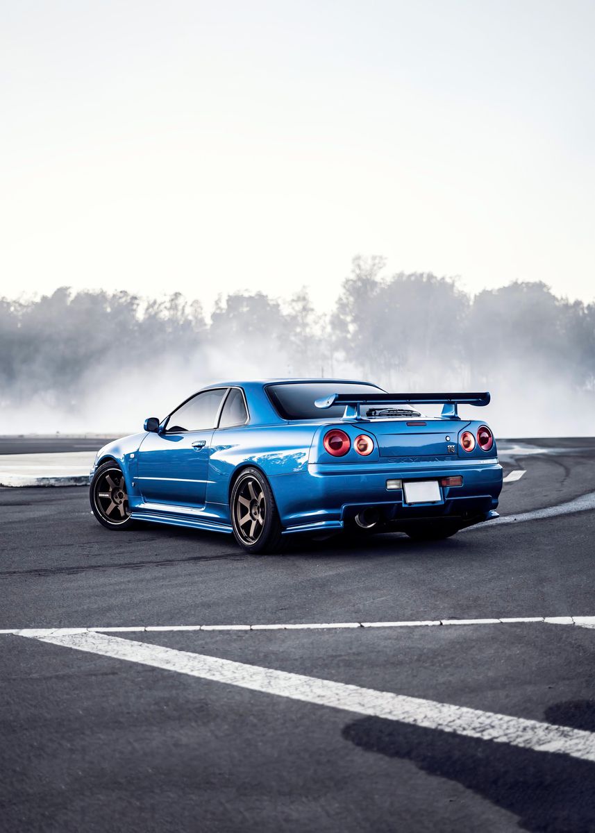 'blue car GTR Japan' Poster, picture, metal print, paint by gani ismail ...