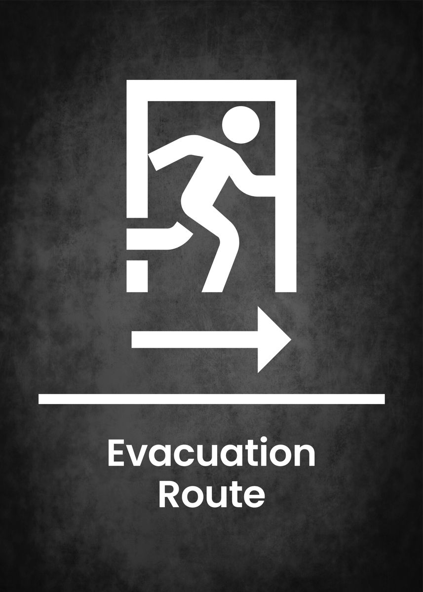'evacuation route' Poster, picture, metal print, paint by Poster ...