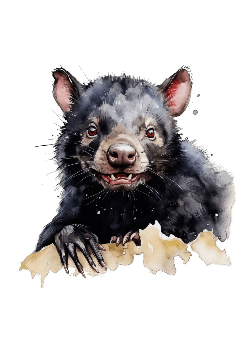 'Tasmanian Devil Watercolor' Poster, picture, metal print, paint by ...