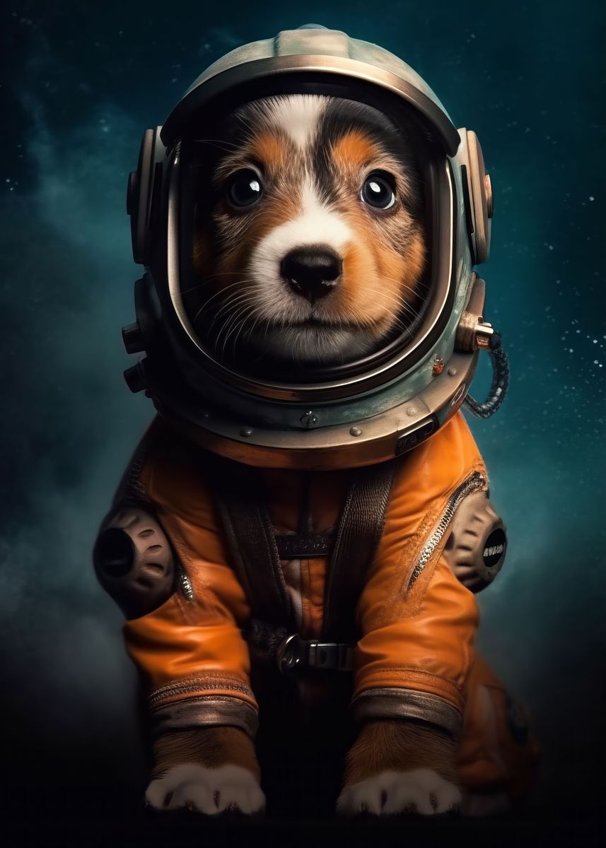 'Cosmonaut dog' Poster, picture, metal print, paint by Graphics GC ...