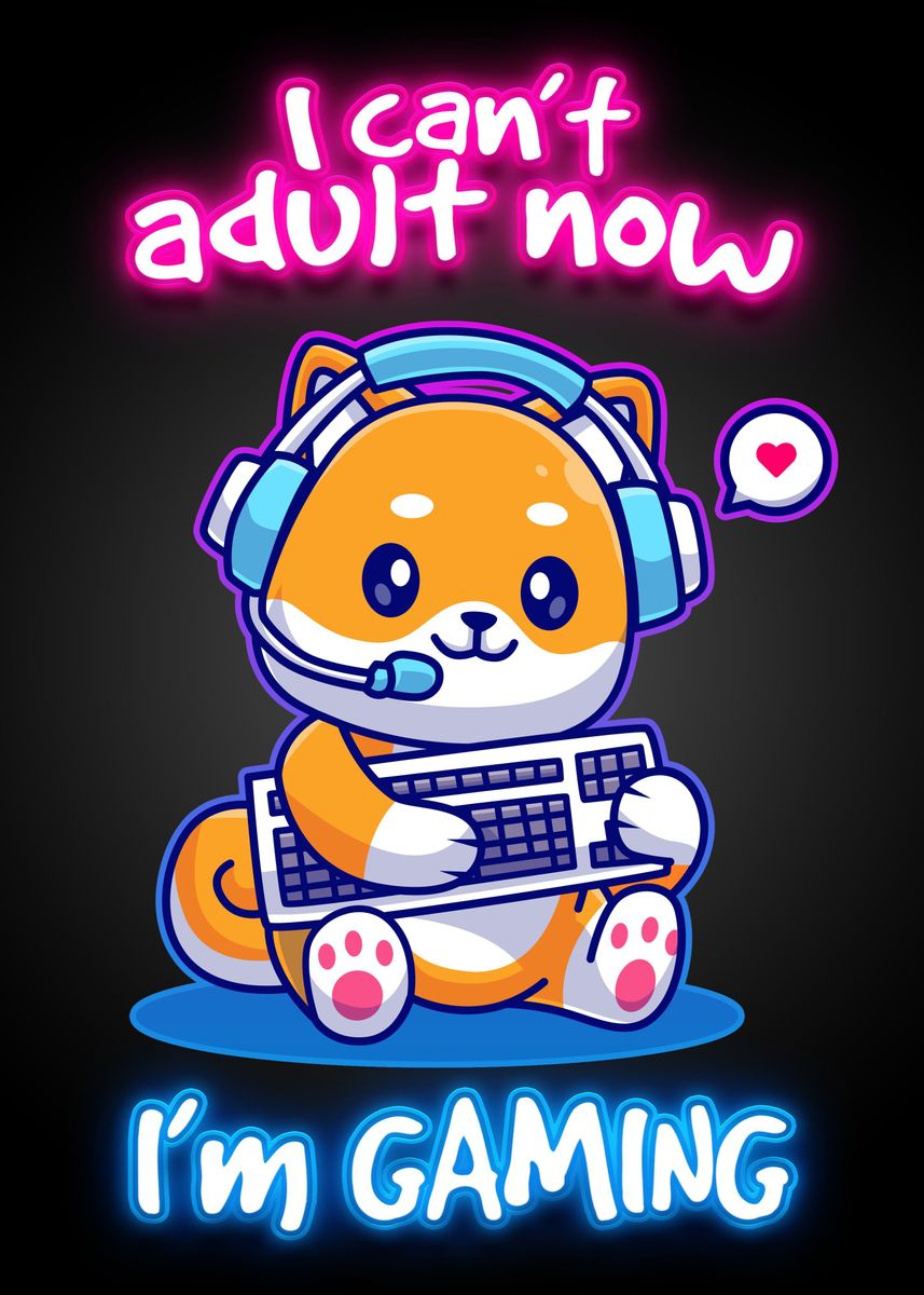 'Dog Gaming Neon Game' Poster by Love Animals | Displate