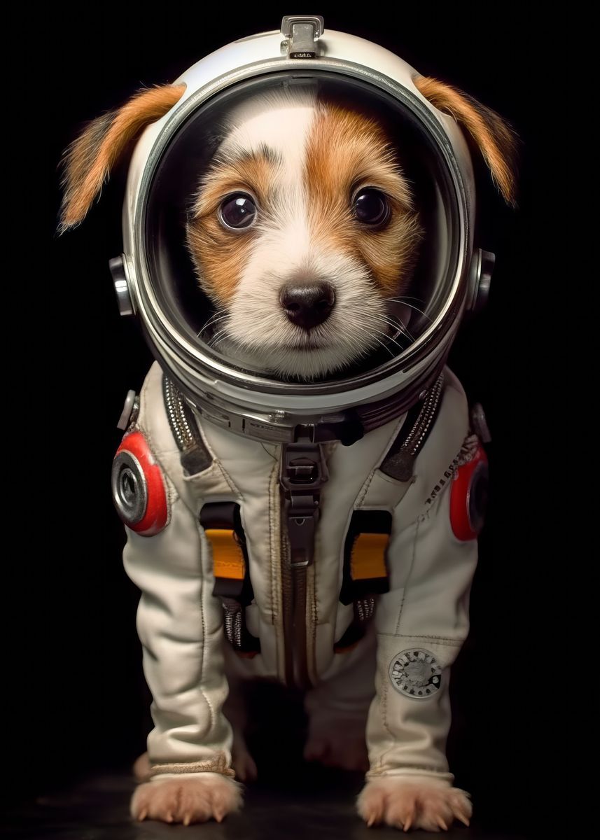 'Cosmonaut dog' Poster, picture, metal print, paint by Graphics GC ...
