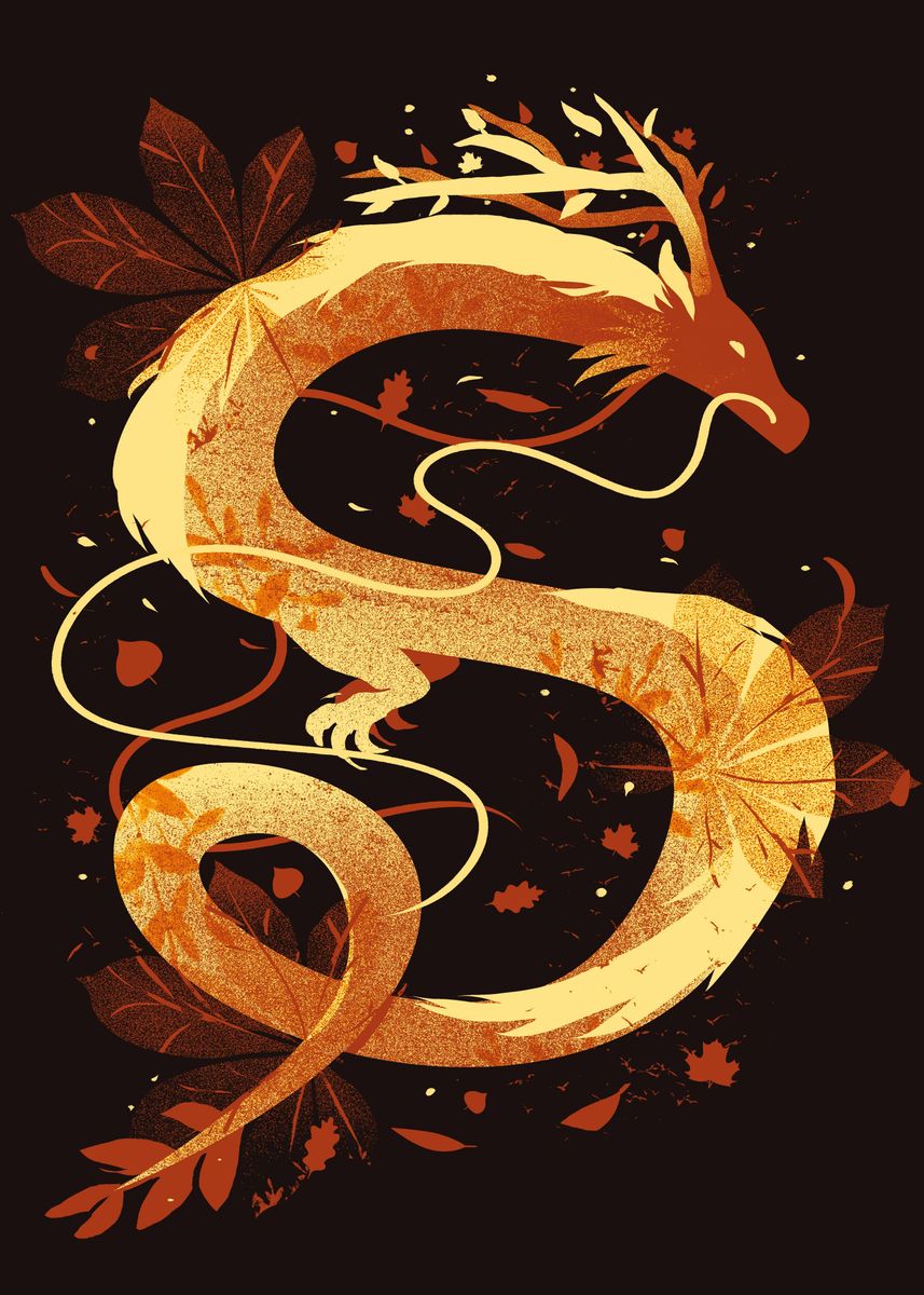 'Autumn Dragon' Poster, picture, metal print, paint by Ilona Hibernis ...