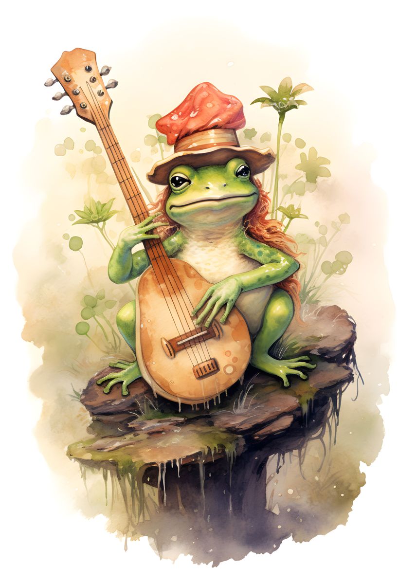 'Frog Musician' Poster, picture, metal print, paint by Chris Nolan ...