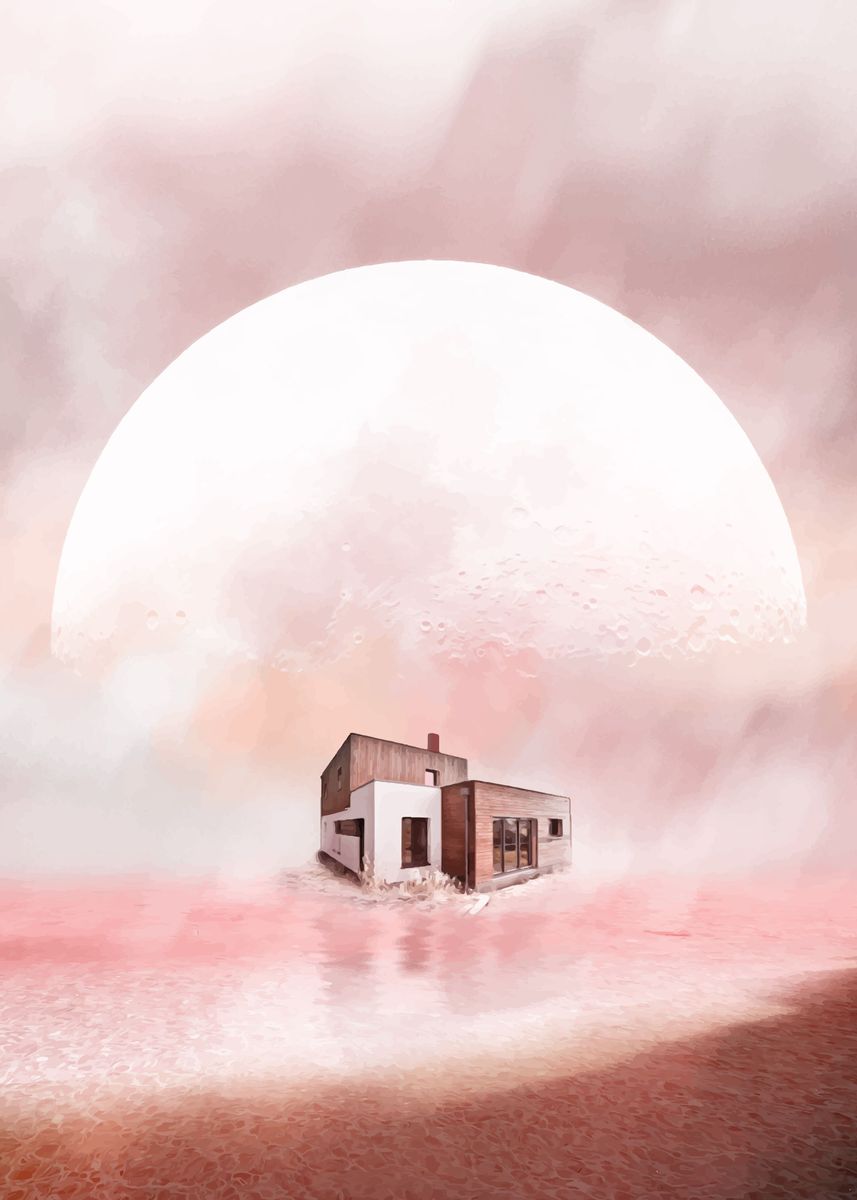 'House in Moon ' Poster, picture, metal print, paint by Art Creative ...