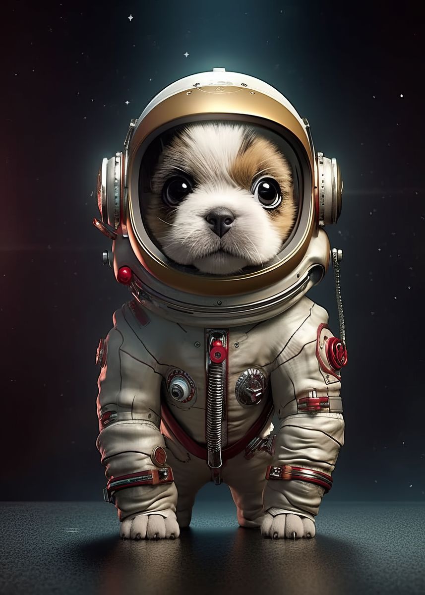 'Cosmonaut dog' Poster, picture, metal print, paint by Graphics GC ...