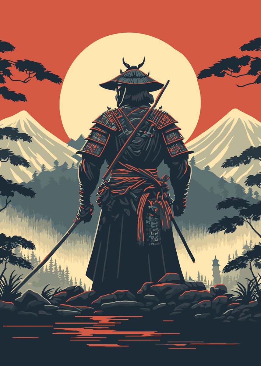 'Samurai Japanese' Poster, picture, metal print, paint by ...