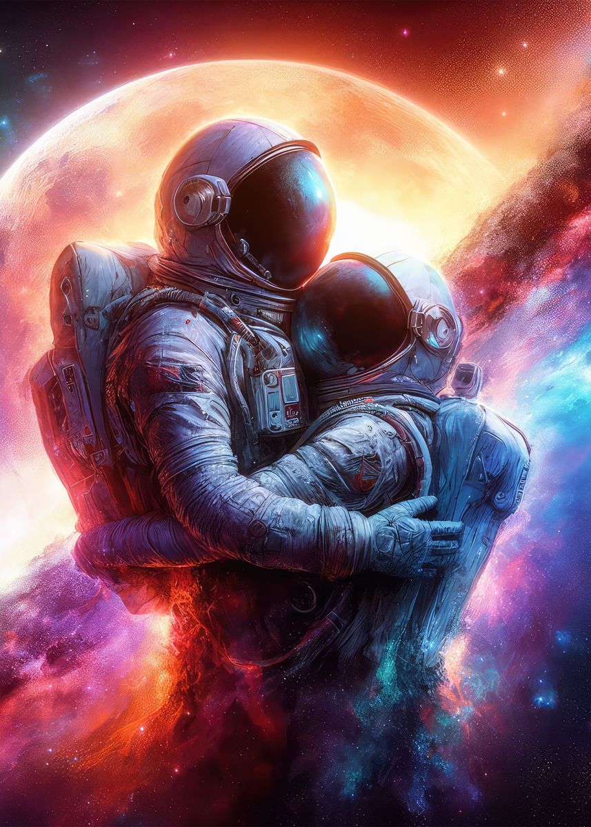 'Zero gravity hug' Poster, picture, metal print, paint by Xi Designs ...