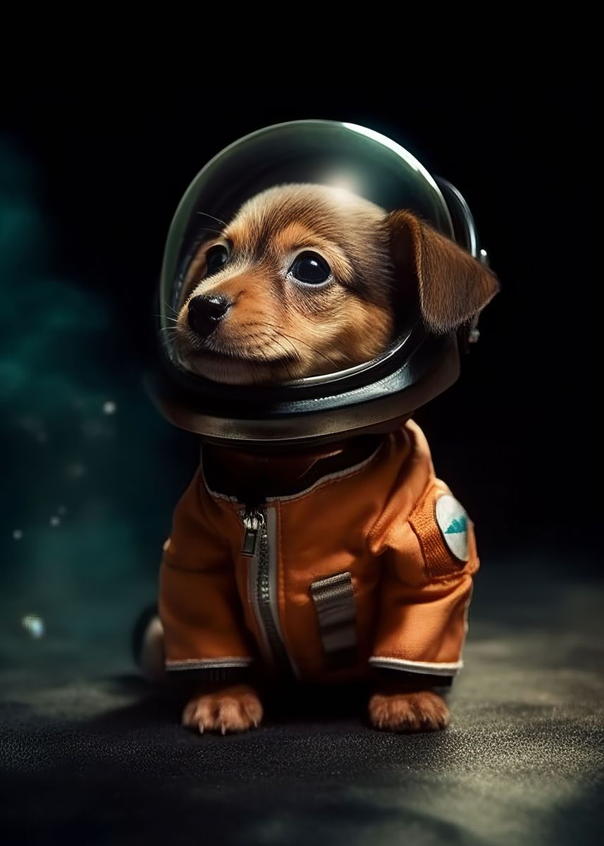 'Cosmonaut dog' Poster, picture, metal print, paint by Graphics GC ...