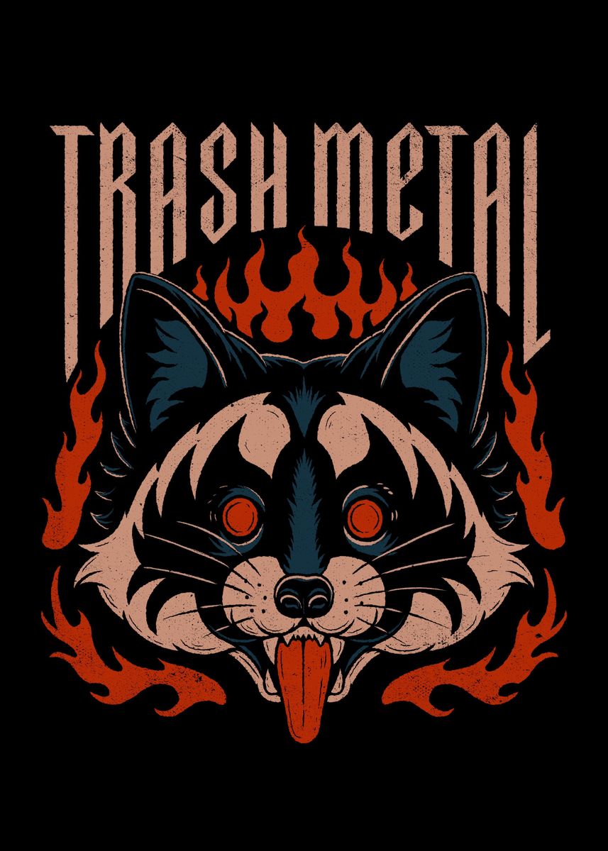 'Trash Metal Raccoon' Poster, picture, metal print, paint by Thiago ...