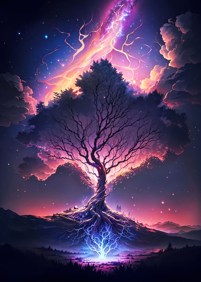 'Galaxy Grand Tree' Poster, picture, metal print, paint by Luong Phat ...