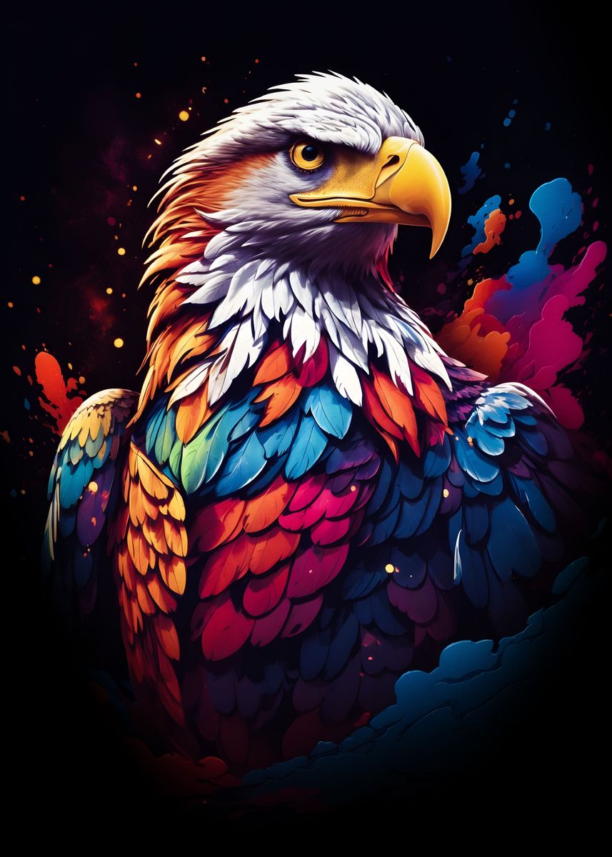 'Colorful eagle' Poster, picture, metal print, paint by Dream Reality ...