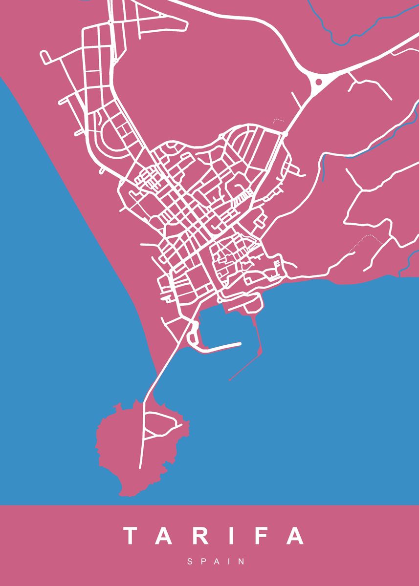 'MAP TARIFA SPAIN' Poster, picture, metal print, paint by UrbanMaps ...