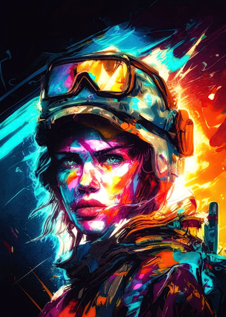 'Pop Art Female Soldier' Poster, picture, metal print, paint by Gerald ...