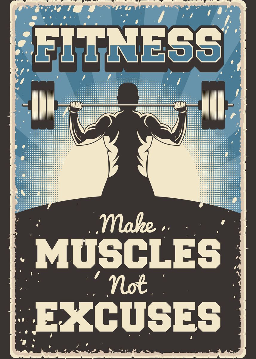 'Fitness Make Muscle' Poster, picture, metal print, paint by Evani ...