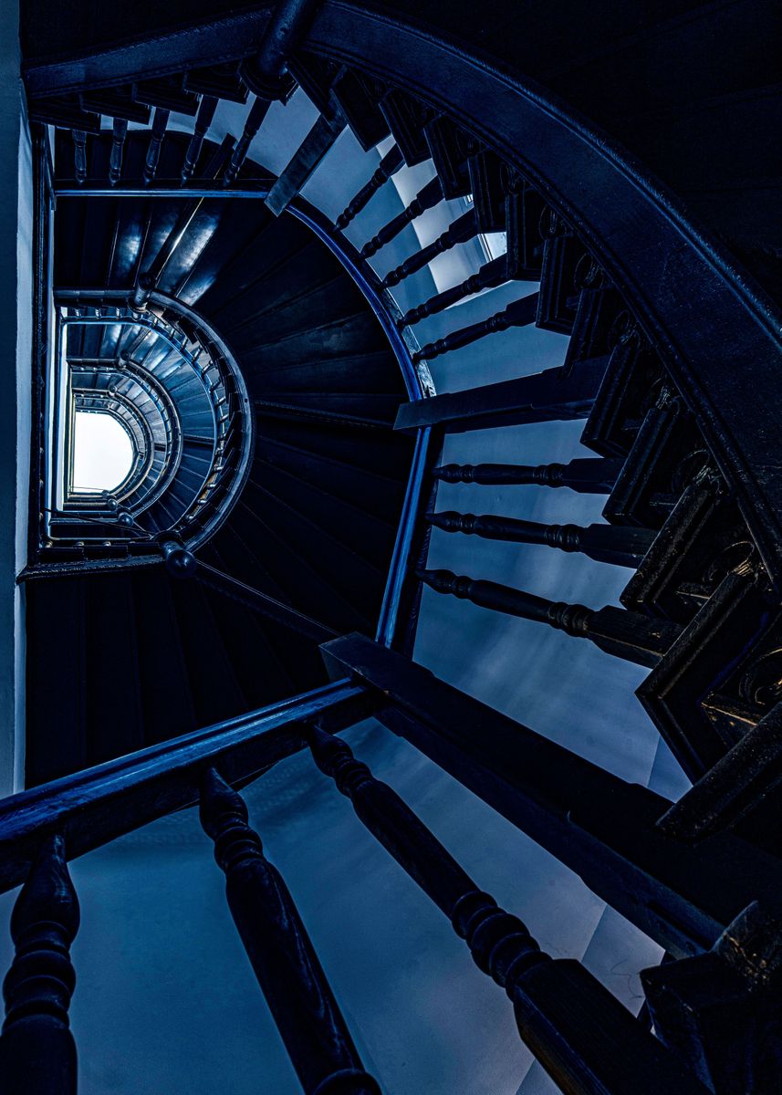 'Blue spiral staircase' Poster, picture, metal print, paint by Jaroslaw ...