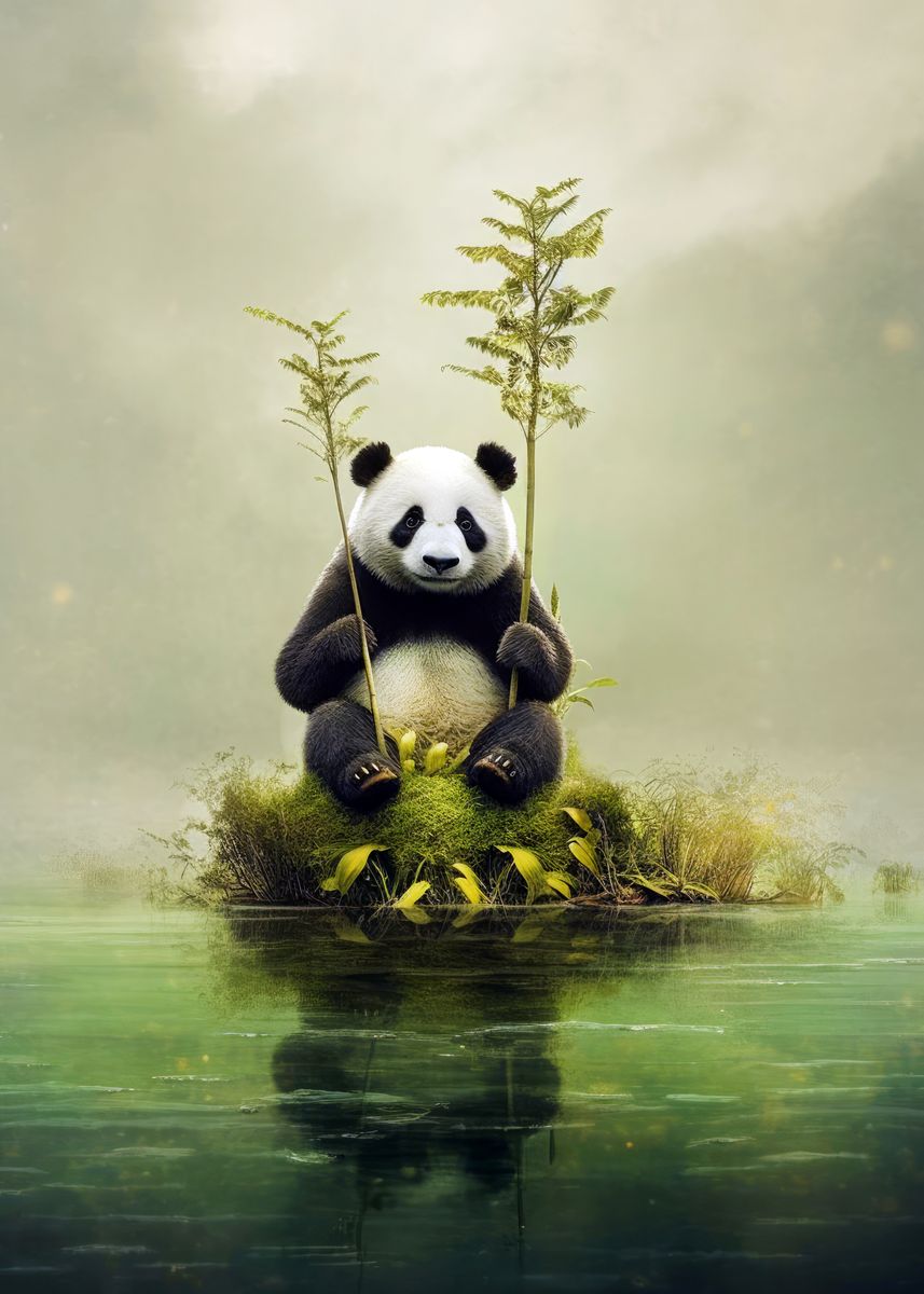 'Panda animal art' Poster, picture, metal print, paint by JBJart ...