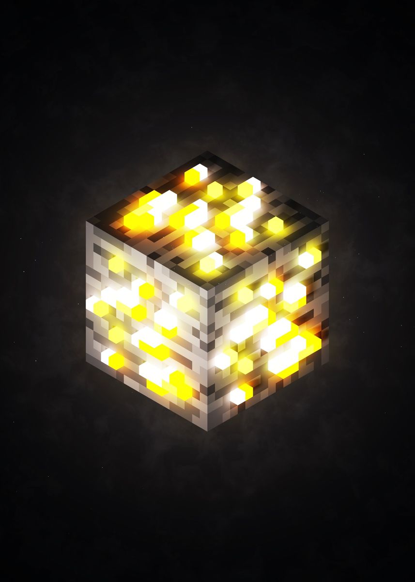 'Cube Shiny Gold Voxel Art' Poster, picture, metal print, paint by ...