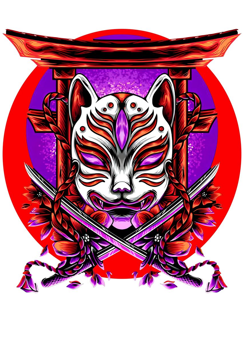 'Oni Samurai' Poster, picture, metal print, paint by Kw Supers | Displate