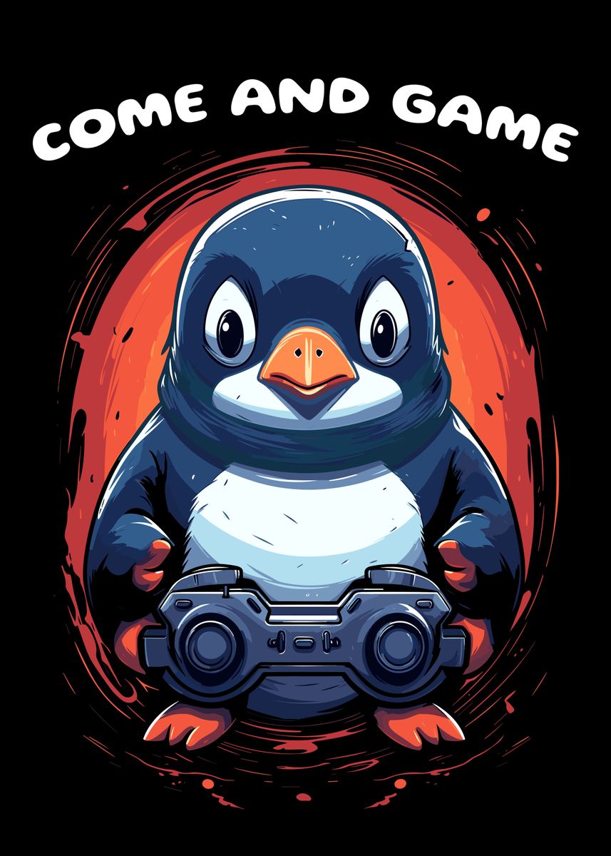 'Gamer Penguin' Poster, picture, metal print, paint by ThomasDHaley ...