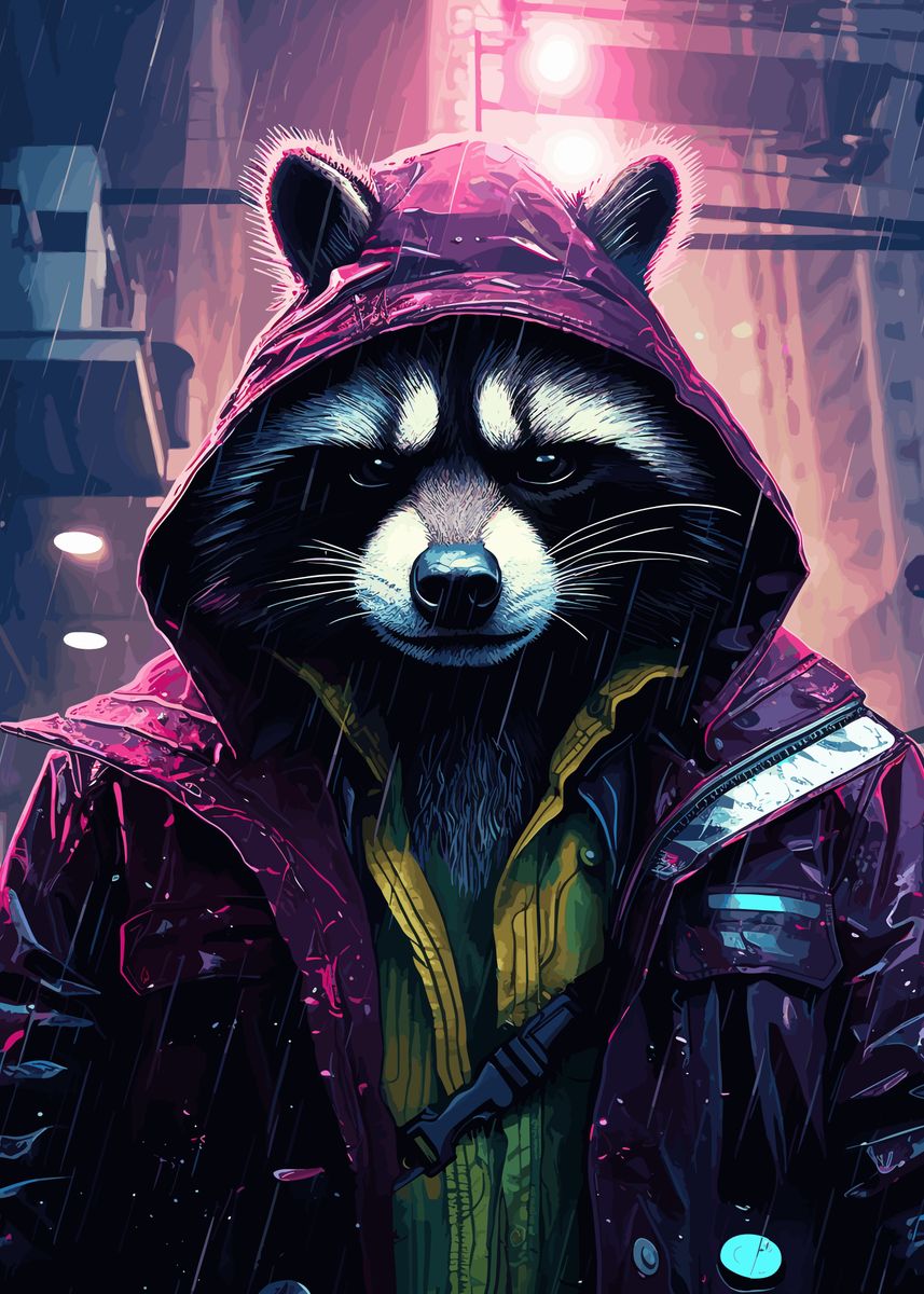 'Cool Miami Racoon' Poster, picture, metal print, paint by Anziehend ...