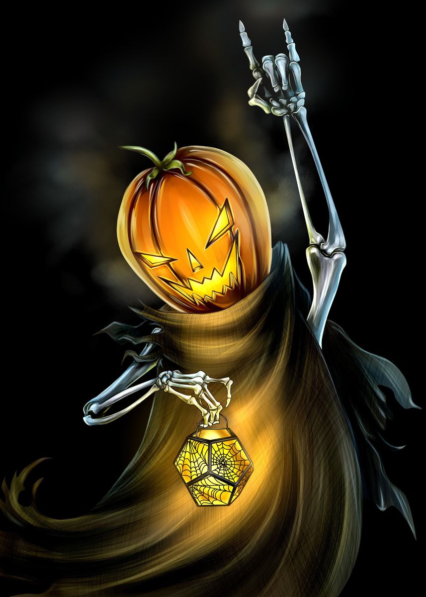 'Halloween Pumpkin Man' Poster, picture, metal print, paint by Angela ...