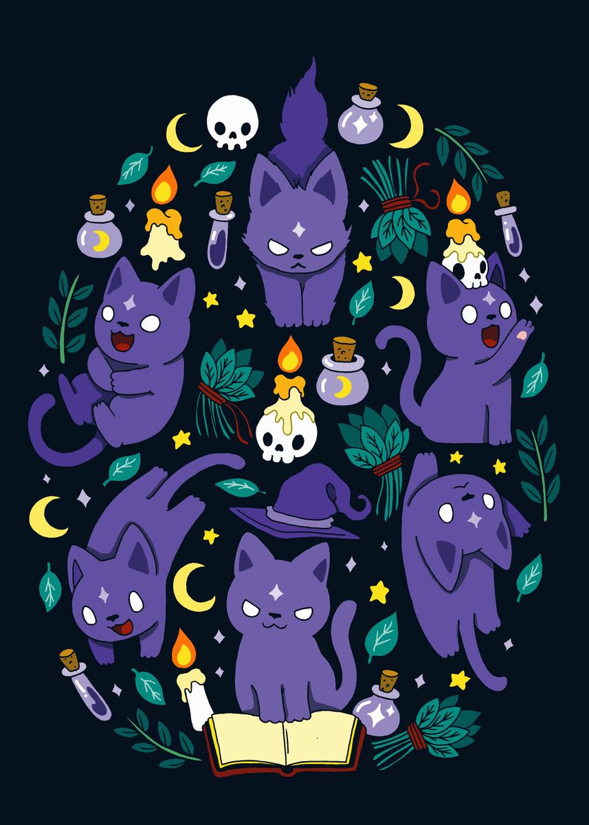 'Magic Cat' Poster, picture, metal print, paint by Valentina Fabbri ...