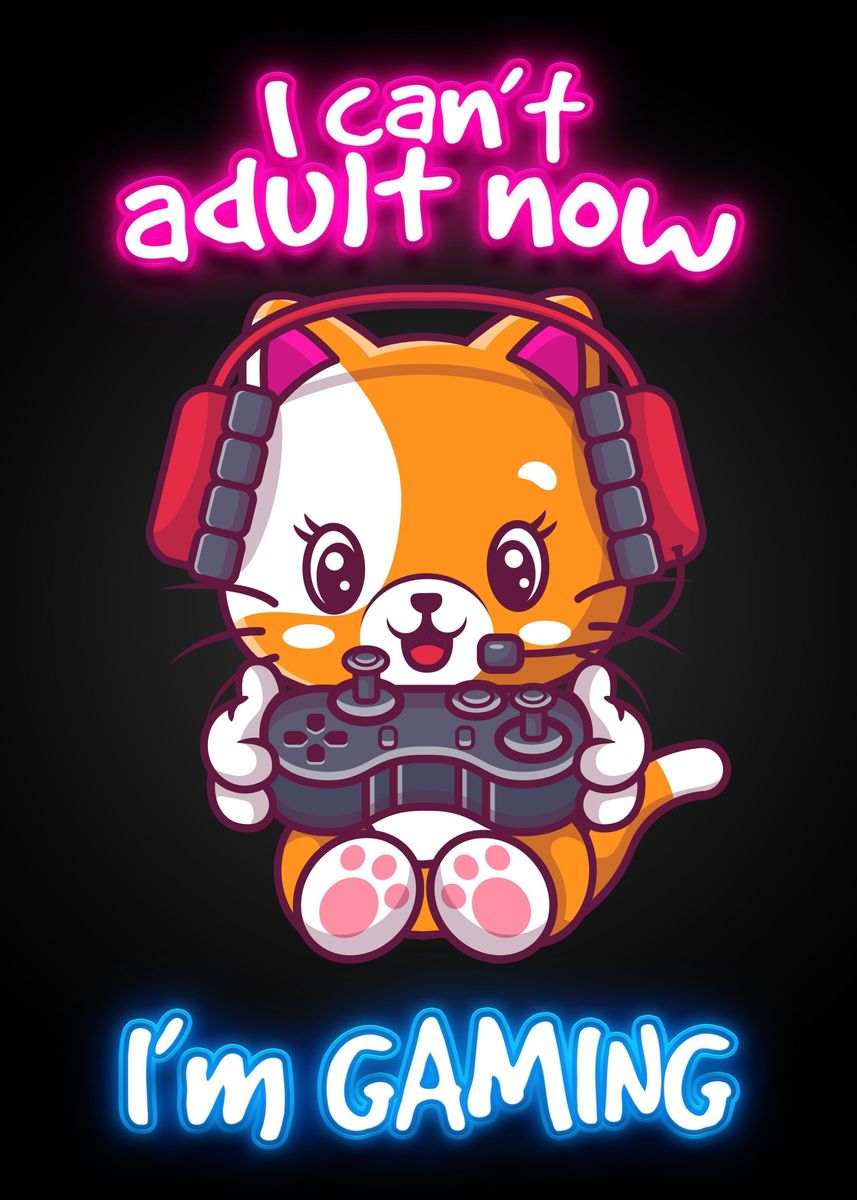 'Cat Gaming Neon' Poster by Love Animals | Displate
