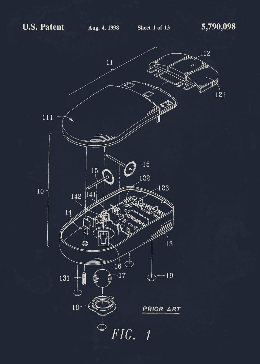 '1998 Computer mouse' Poster, picture, metal print, paint by ...