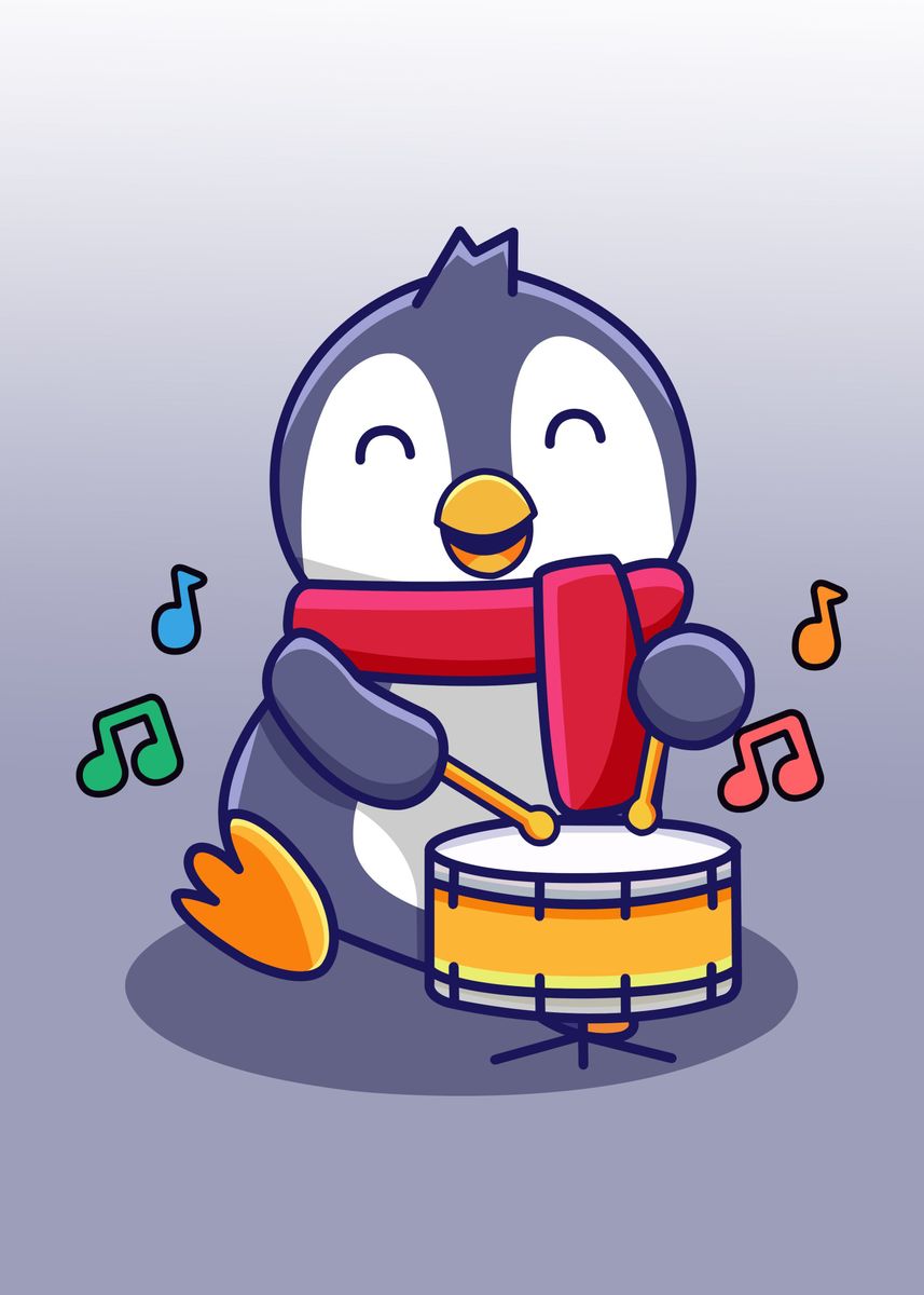 'cute penguin animal ' Poster, picture, metal print, paint by Shakira ...