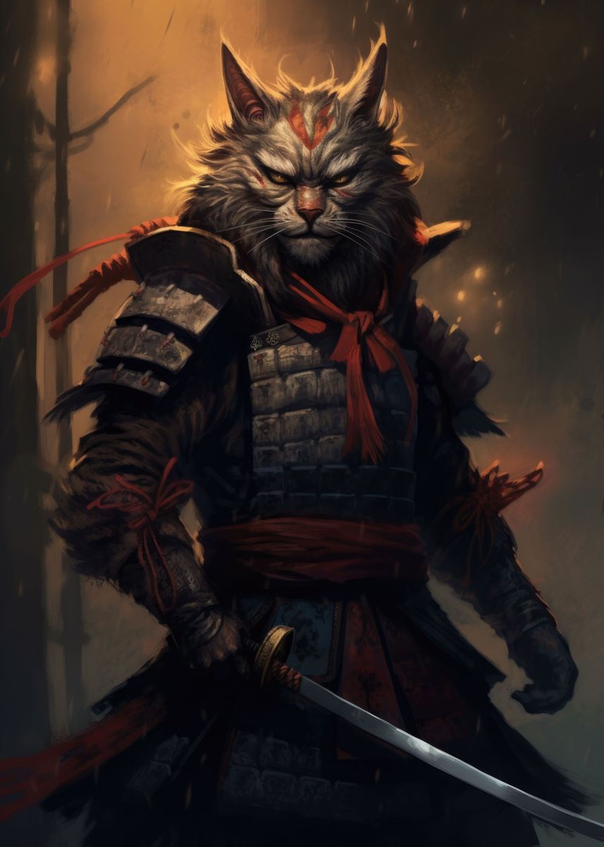 'Ninja Cat' Poster, picture, metal print, paint by Stylianos ...