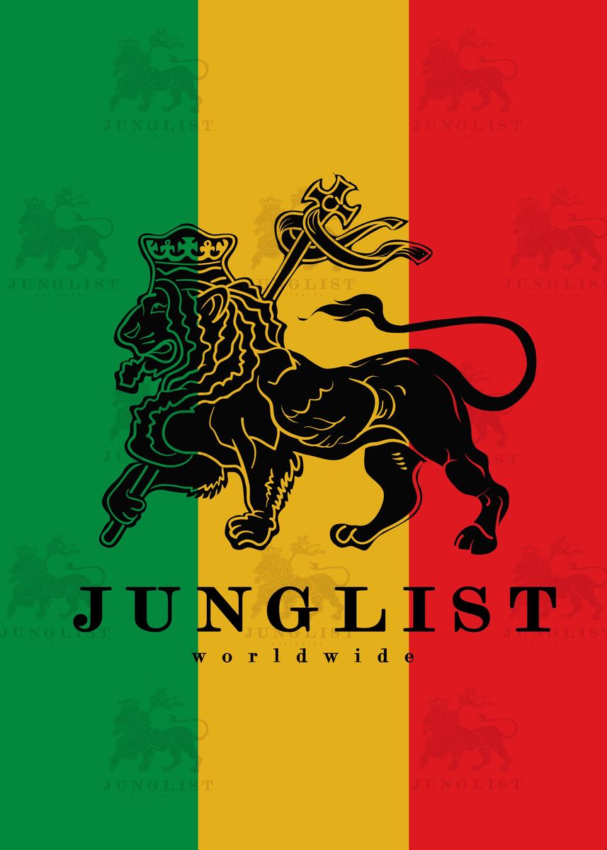 'Junglist Lion of Judah' Poster, picture, metal print, paint by Wulfland Arts | Displate