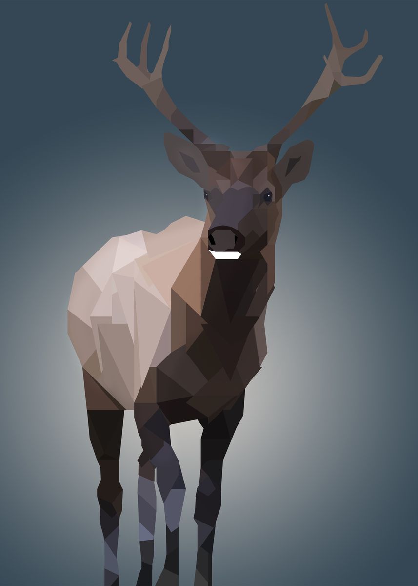 'Vector Elk Portrait' Poster, picture, metal print, paint by Dan Sproul ...