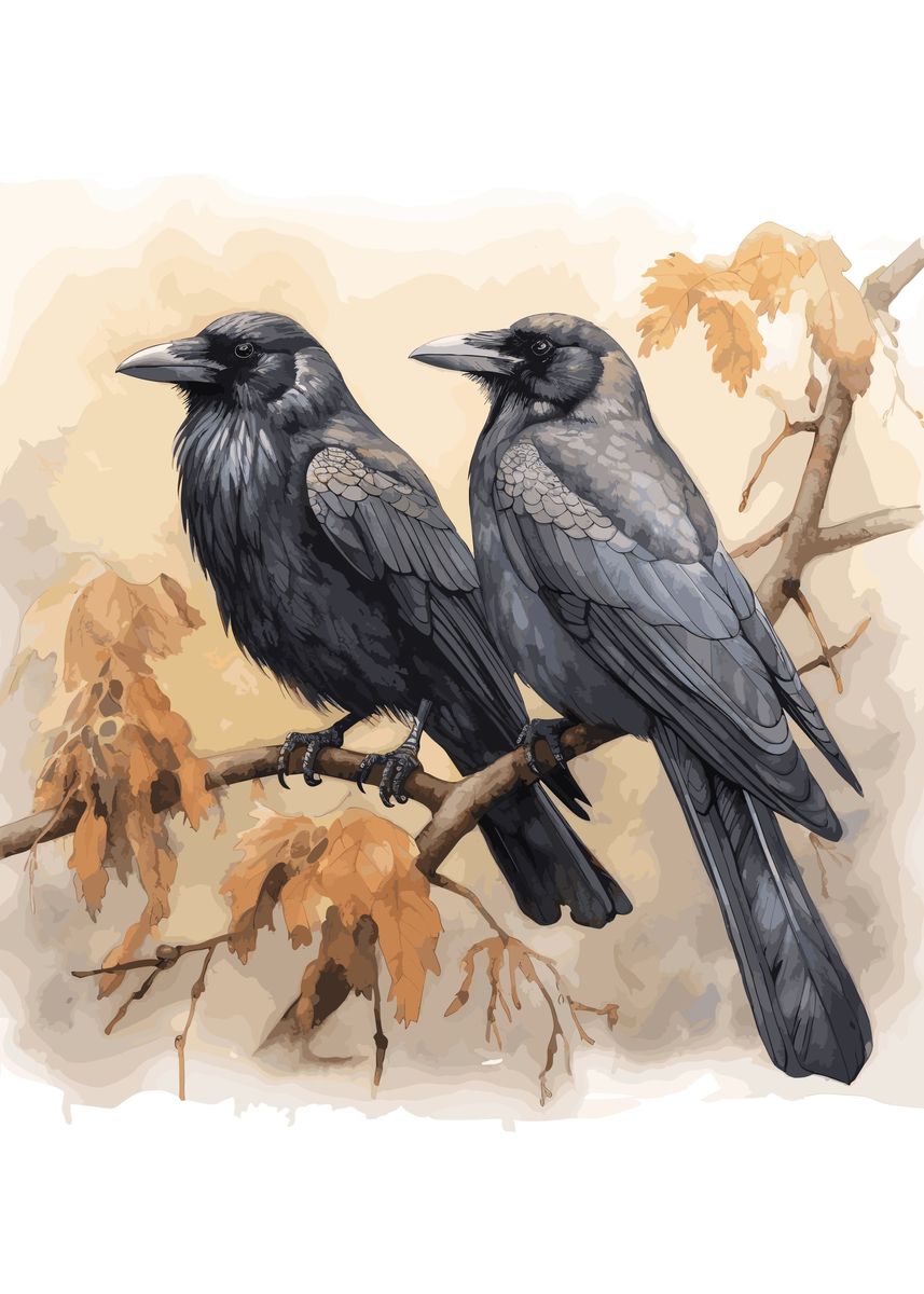 'Two black ravens' Poster, picture, metal print, paint by Ardyce Behn ...