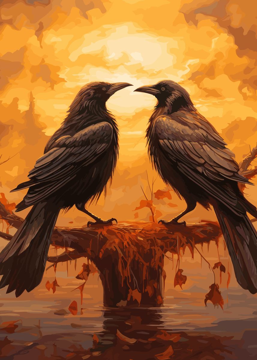 'Two black ravens' Poster, picture, metal print, paint by Ardyce Behn ...