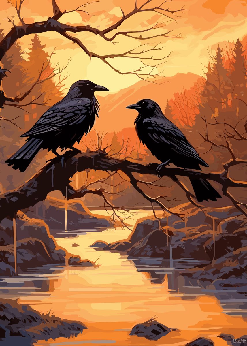 'Two black ravens' Poster, picture, metal print, paint by Ardyce Behn ...