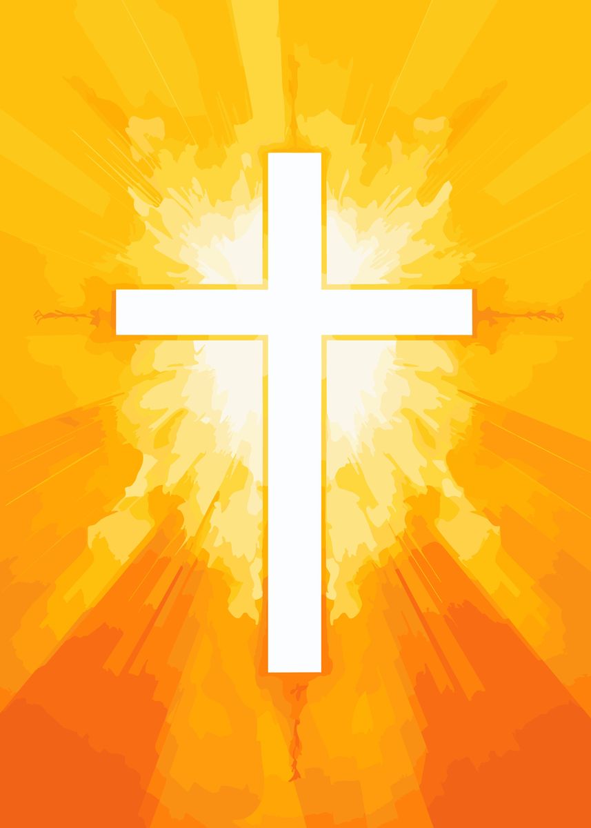 'Yellow Holy Cross Of Jesus' Poster, picture, metal print, paint by ...