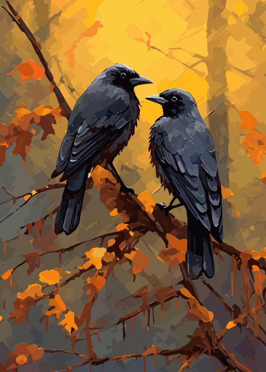 'Two black ravens' Poster, picture, metal print, paint by Ardyce Behn ...