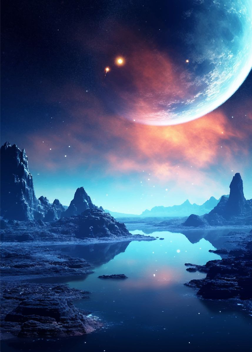 'Cosmic River' Poster, picture, metal print, paint by InfiniteCreations ...