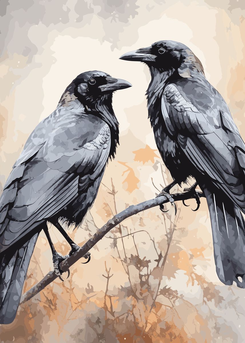 'Two black ravens' Poster, picture, metal print, paint by Ardyce Behn ...