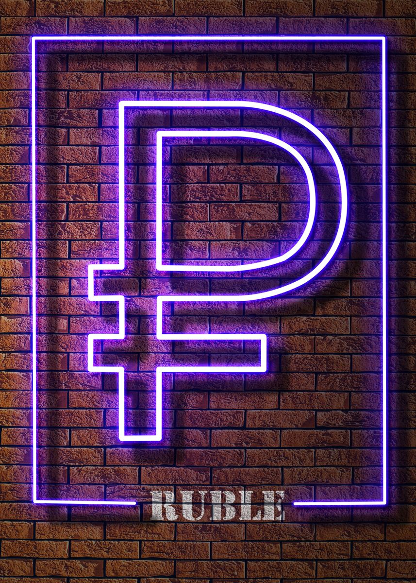 'NEON RUBLE SIGN' Poster by Abdul Oba | Displate