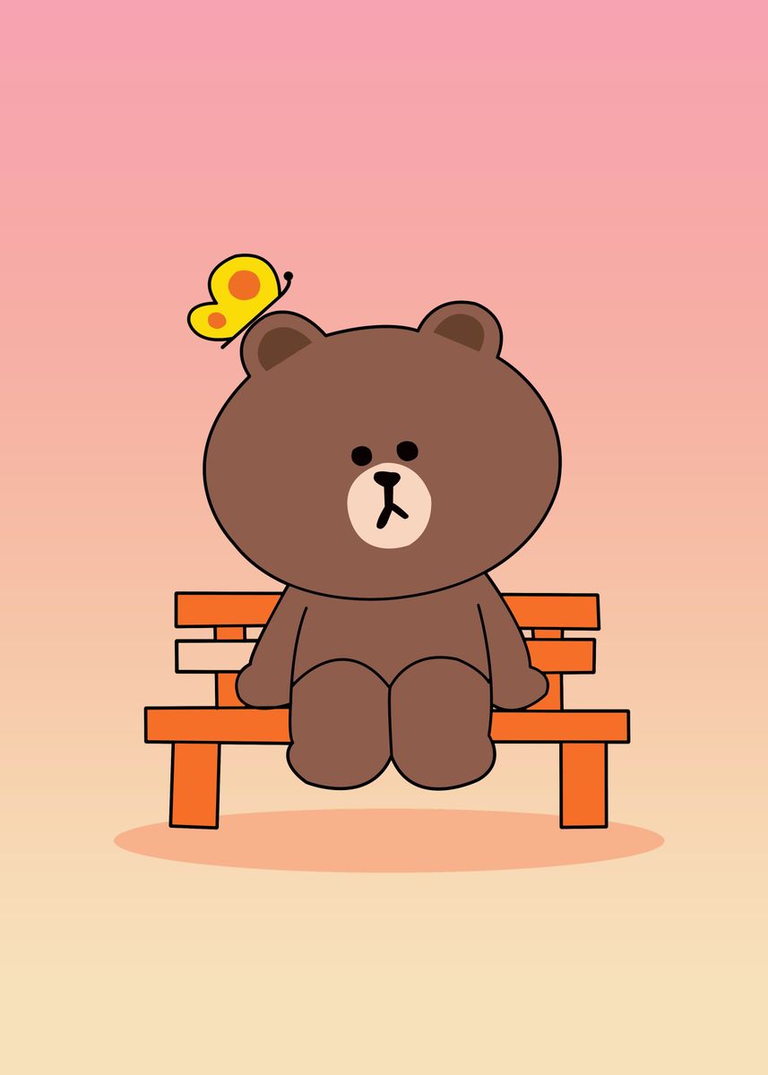 'bear brown cute animal' Poster, picture, metal print, paint by Martyn ...