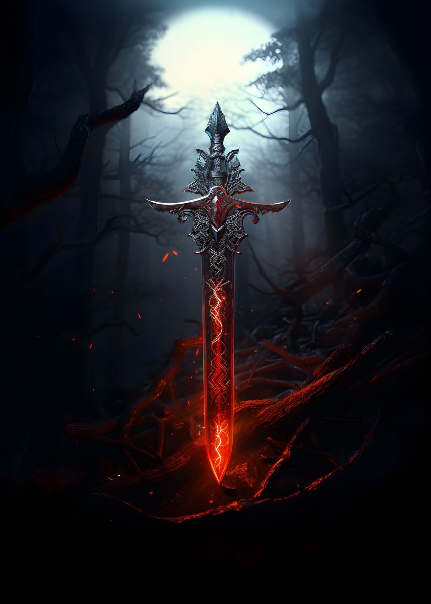 'Bloodcursed Sword' Poster, picture, metal print, paint by Olaffskater ...