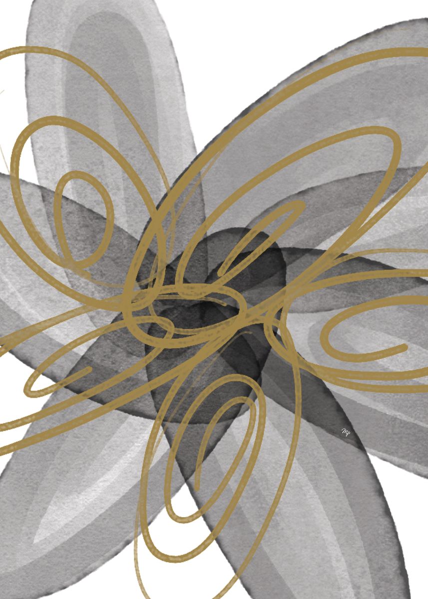 'Abstract golden Bloom' Poster, picture, metal print, paint by Martina ...