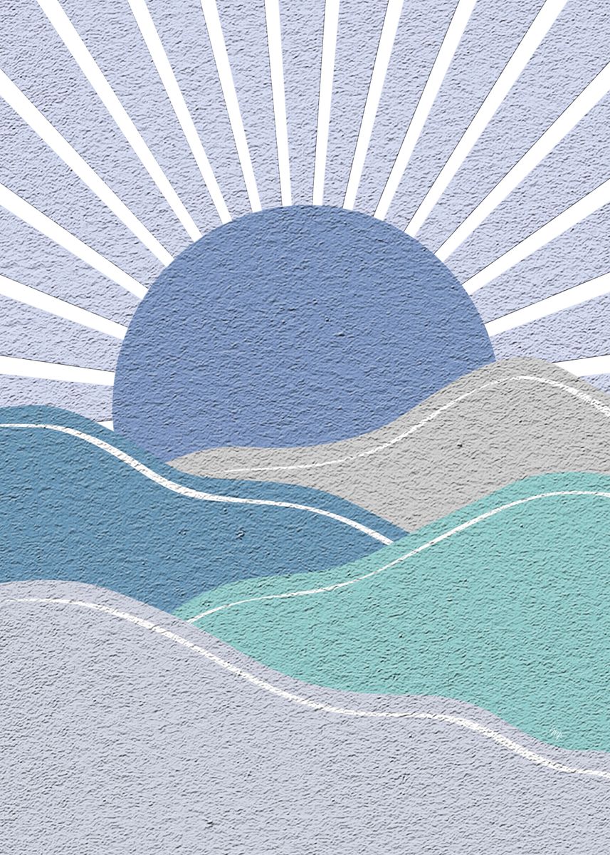 'Blue modern sunset' Poster, picture, metal print, paint by Martina ...