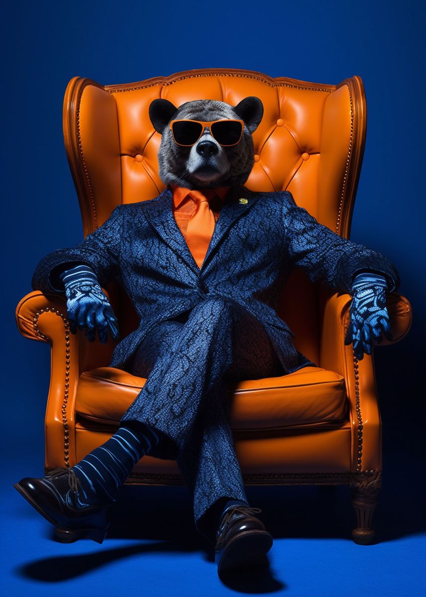 'Cool Bear with Classy Suit' Poster, picture, metal print, paint by ...
