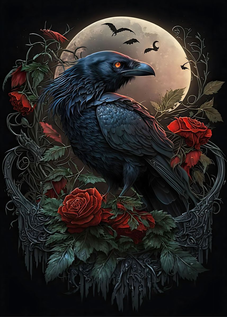 'Raven Crow' Poster, picture, metal print, paint by Jamie Frank | Displate