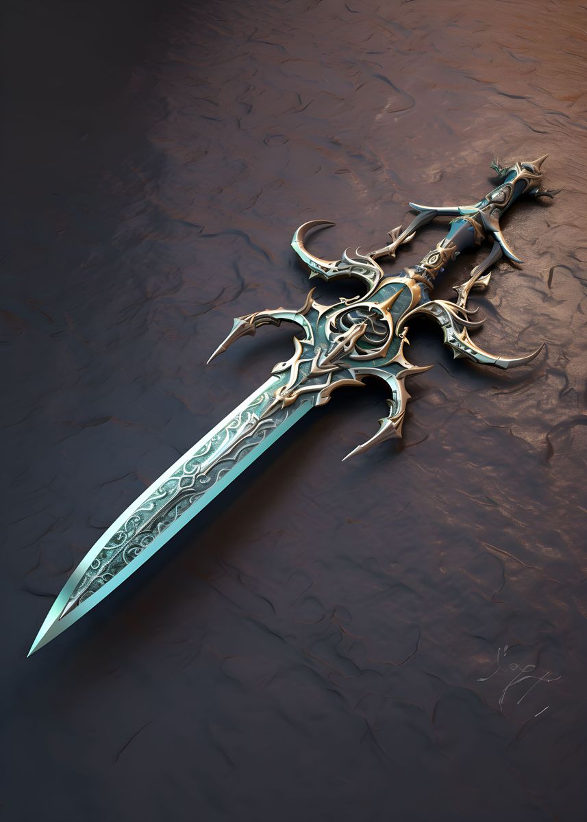 'Ornamented Elven Sword' Poster, picture, metal print, paint by ...